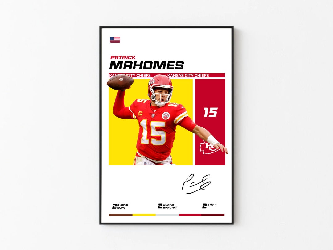 Patrick Mahomes Poster, Kansas City Chiefs, NFL Fans, NFL Poster ...