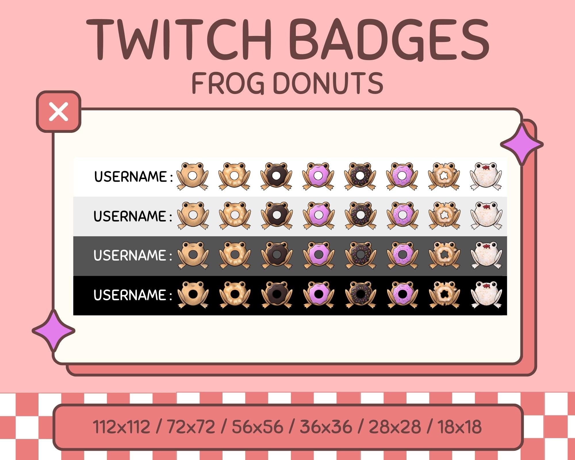 CUTE Cartoon Frog Donut Sub/bit Badges for Twitch Streaming - Etsy