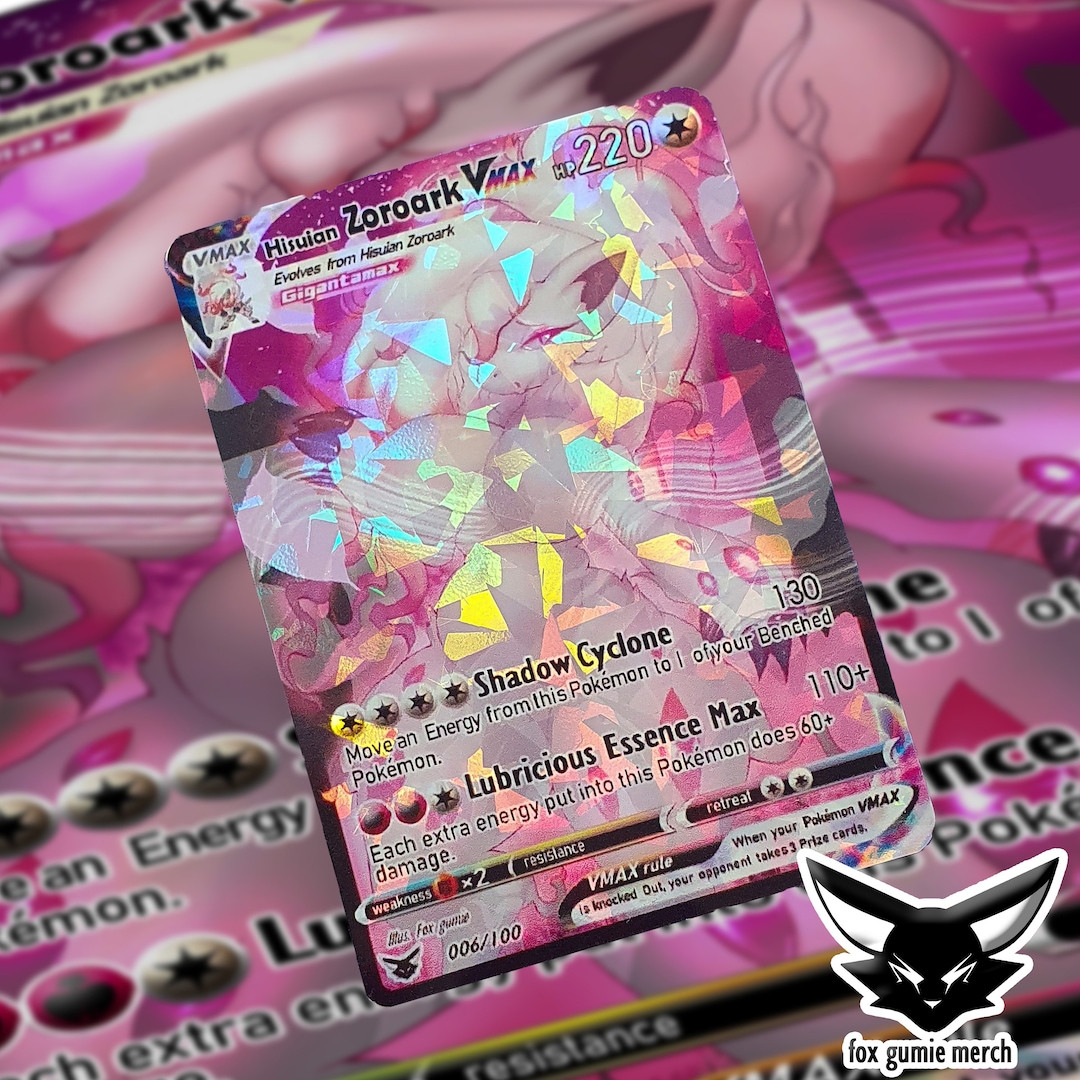 Zoroark Pokemon Card V MAX full Art Pokemon V MAX Zoroark De Hisuian Custom Holographic Alt Card ...