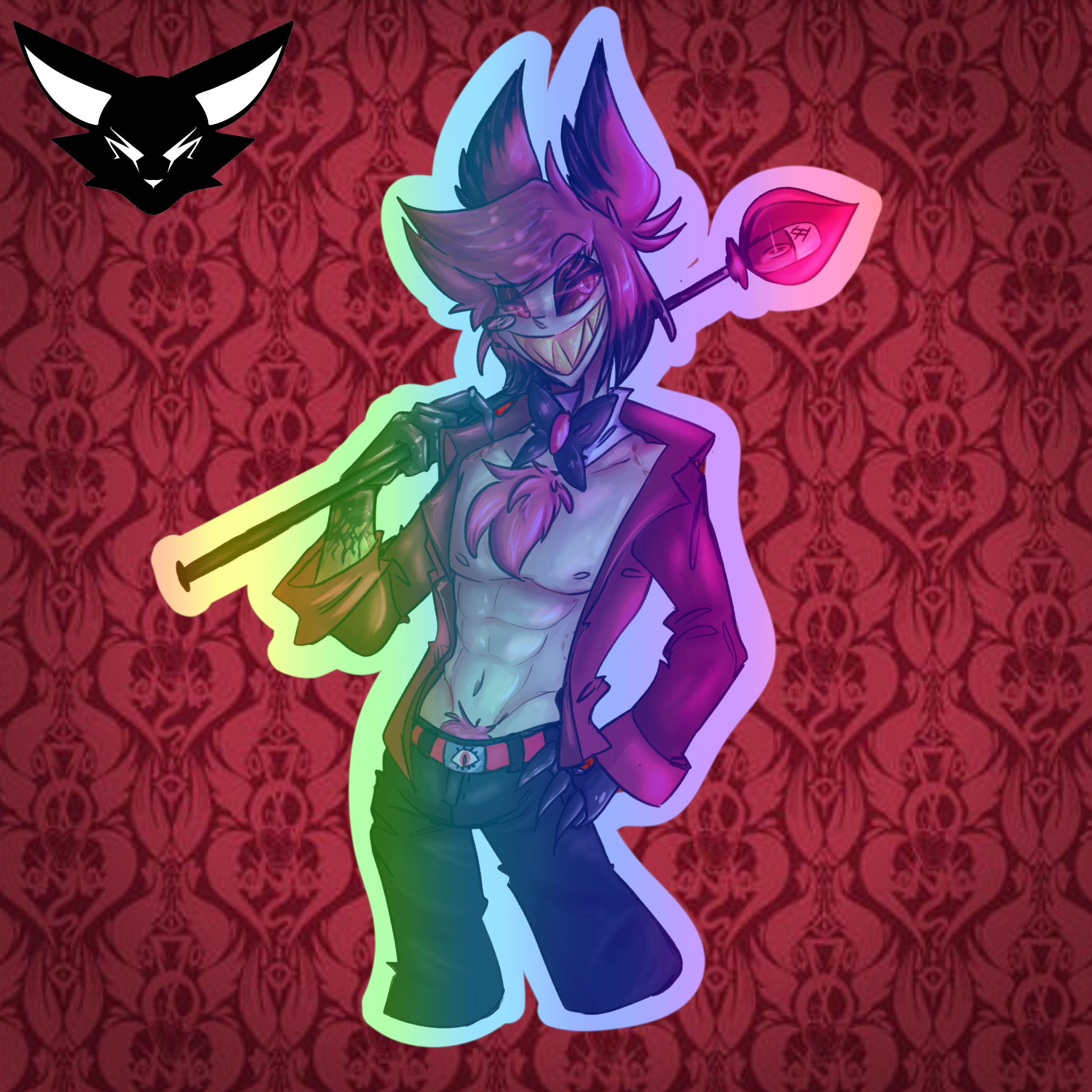 Sexy Alastor Sticker Hazbin Hotel, Alastor Stickers Holographic Decal ...