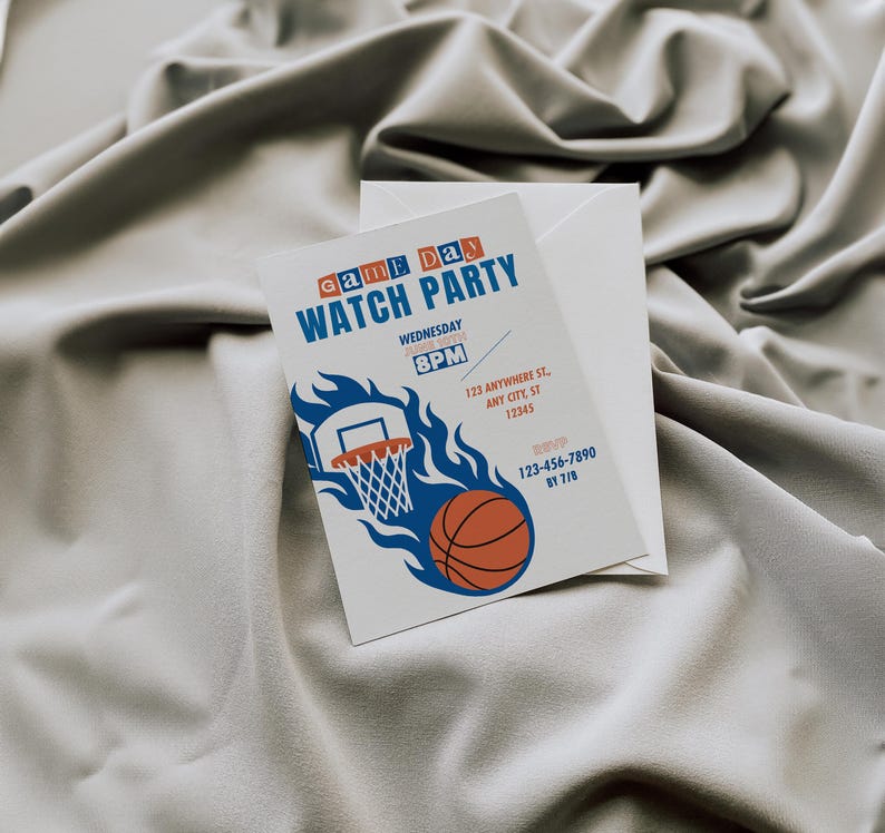 Game Day Watch Party Invitation Template, Basketball Watch Party Invite ...