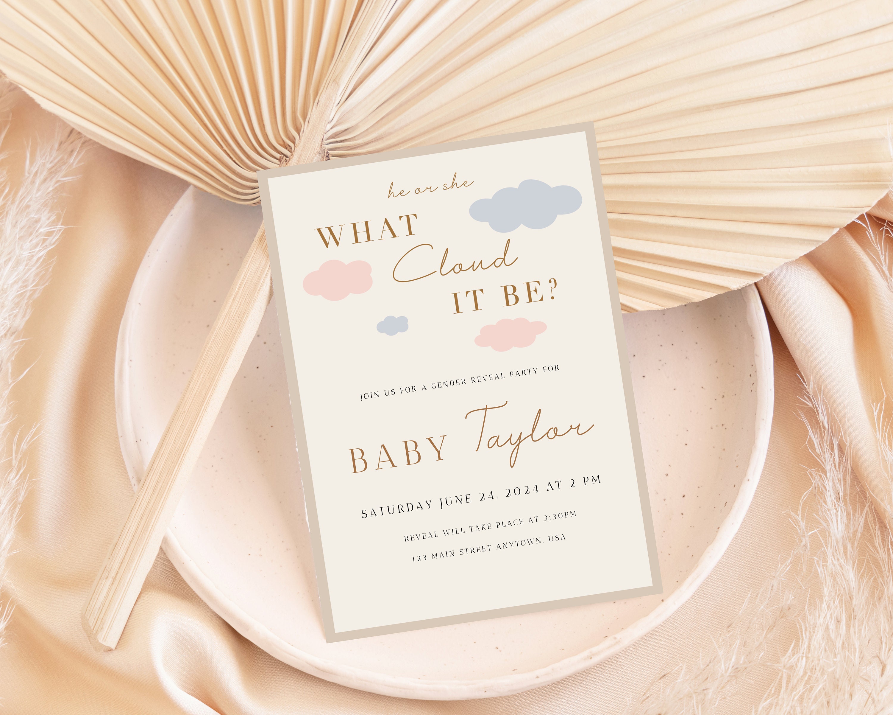 What Cloud It Be Gender Reveal Invitation He or She Party Invite ...