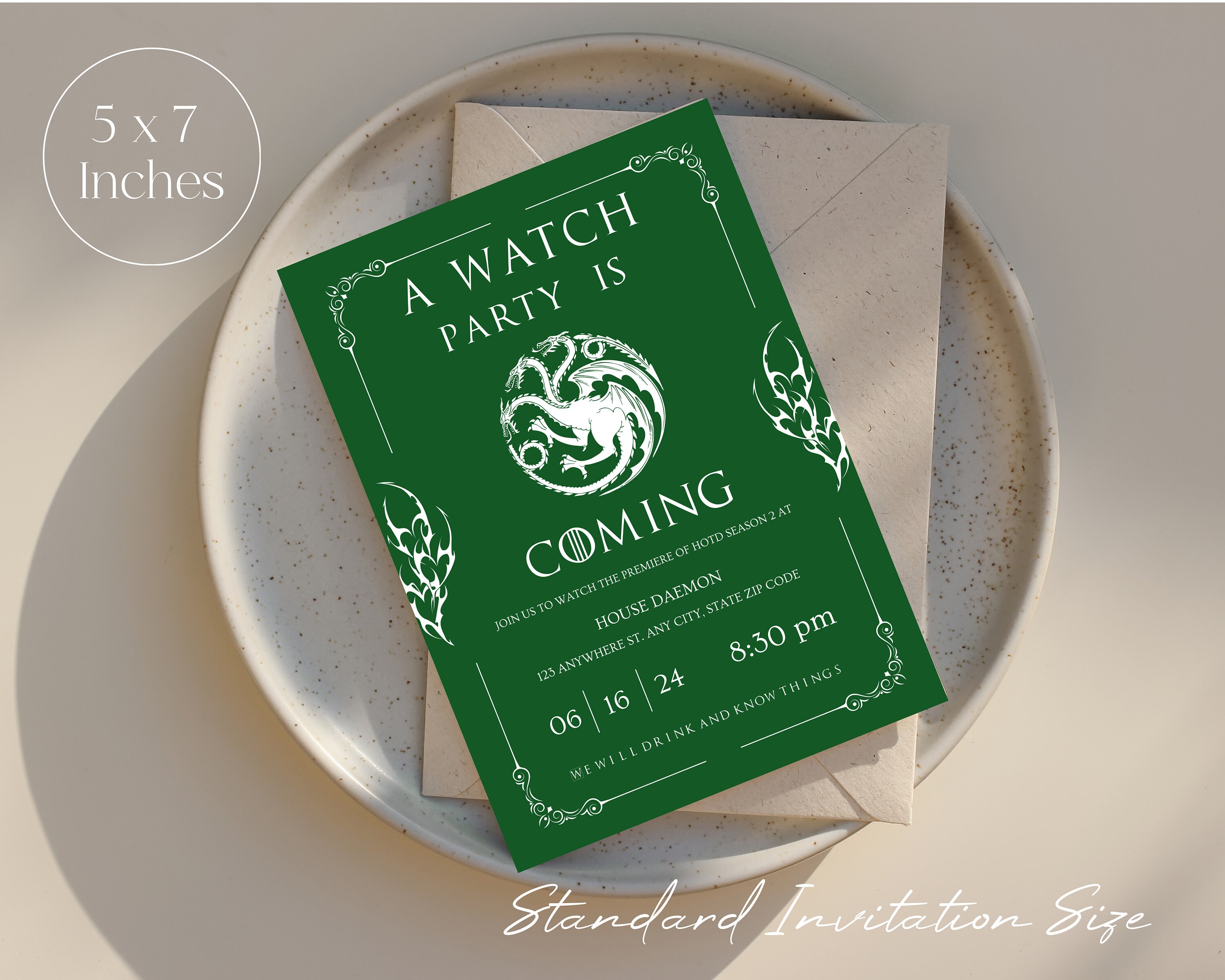 Dragon Watch Party Invitation, Fantasy TV Series Premiere Invite ...