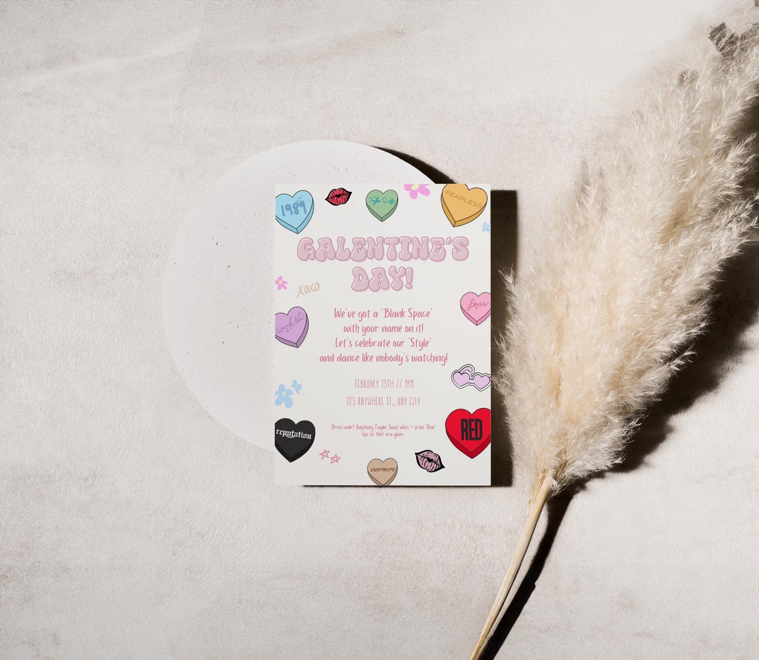 Galentine's Day Pop Star Invitation, Pop Culture Design, Swifties ...