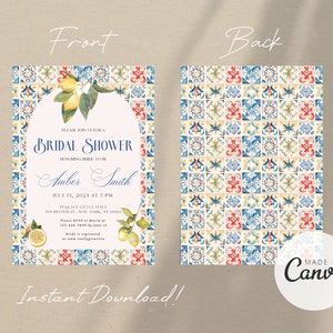 Mediterranean Bridal Shower Invitation, Editable Lemon Italian Citrus ...