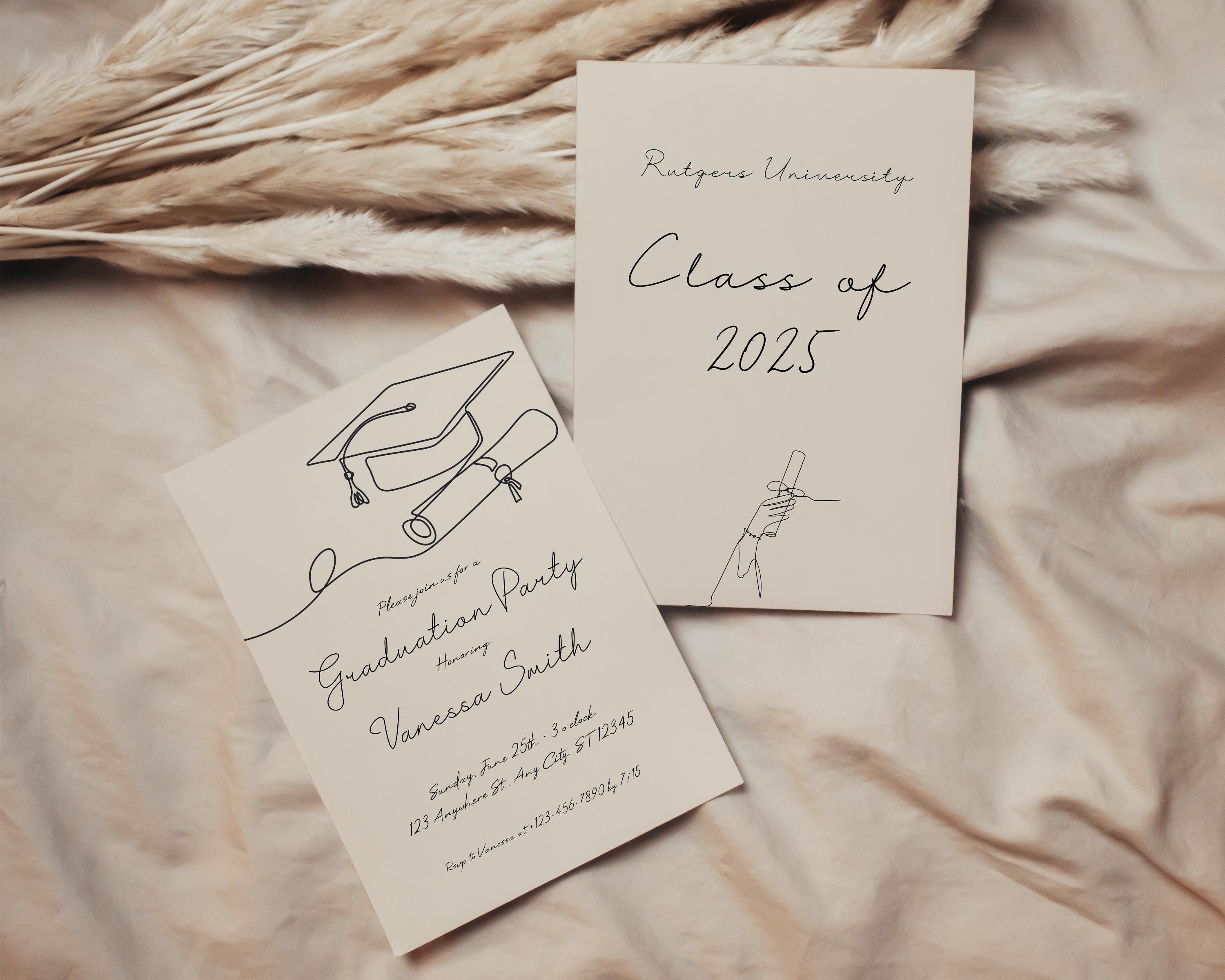 Class of 2025 Graduation Invitation, Minimalist College Commencement ...