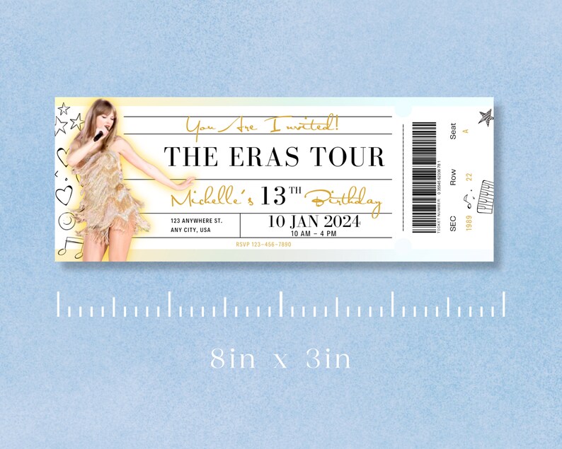 Pop Star Concert Ticket Birthday Invite, in My Era Birthday, Ticket ...