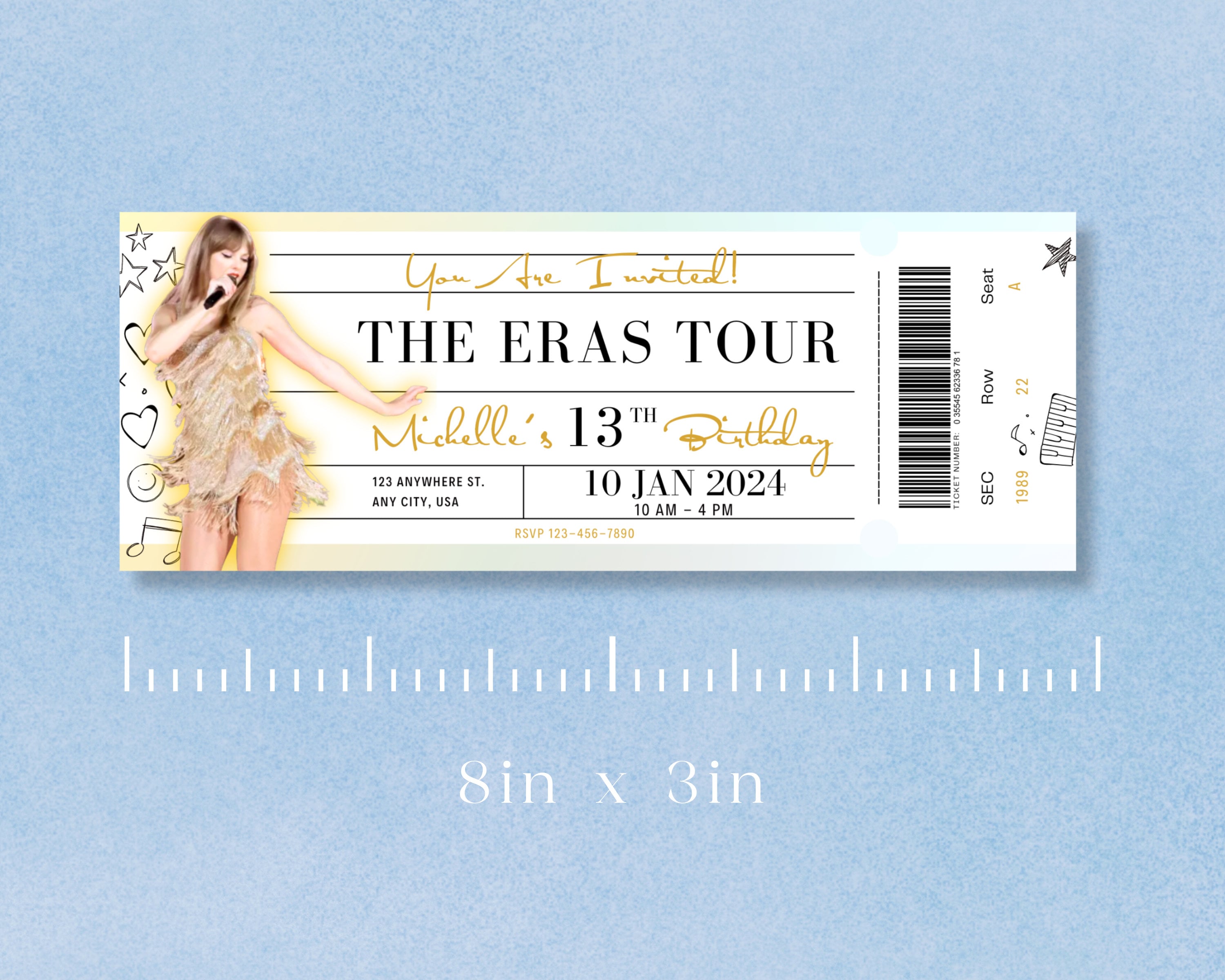 Pop Star Concert Ticket Birthday Invite, in My Era Birthday, Ticket ...