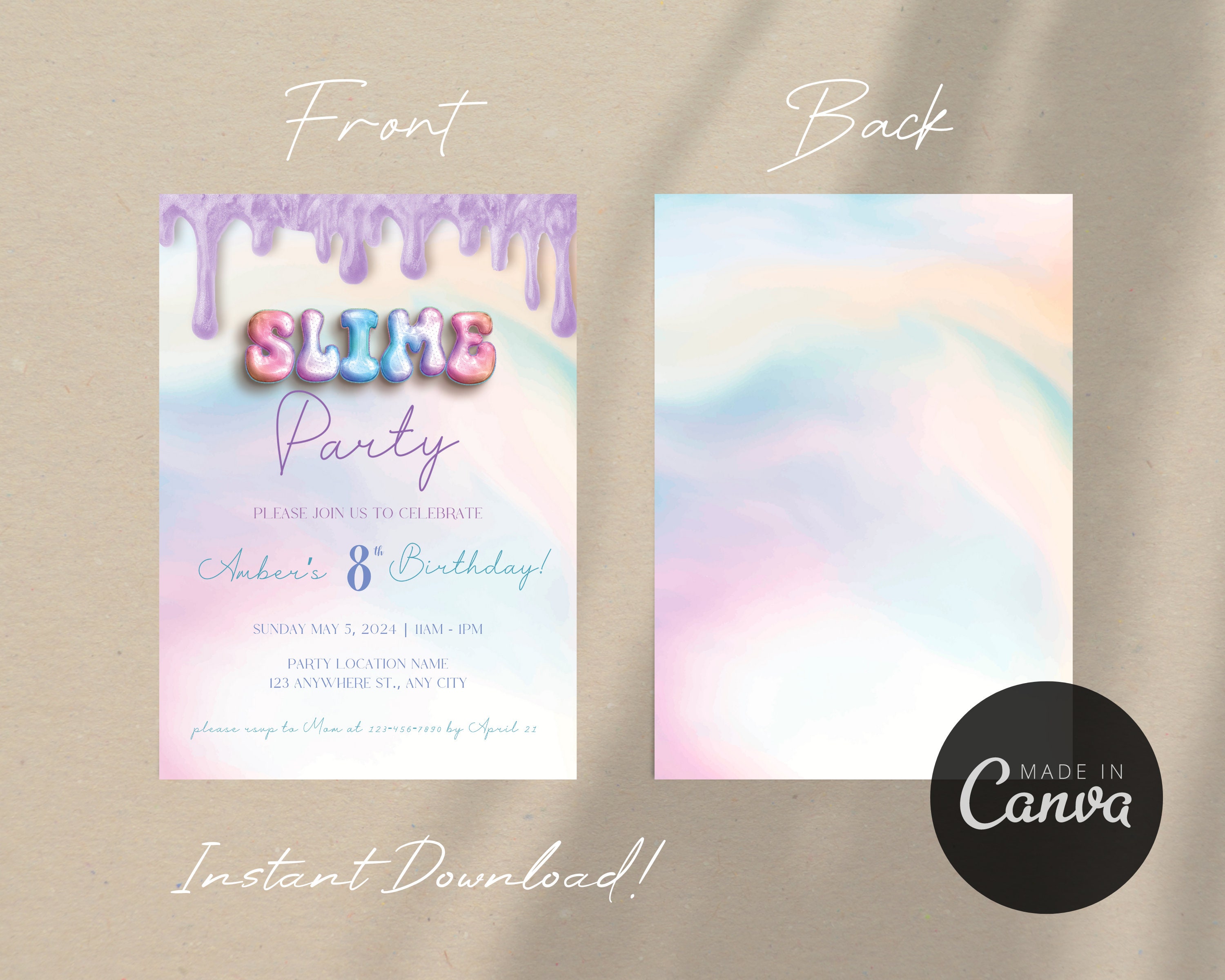 Colorful Slime Party Birthday Invitation, Kids Slime Making Birthday ...