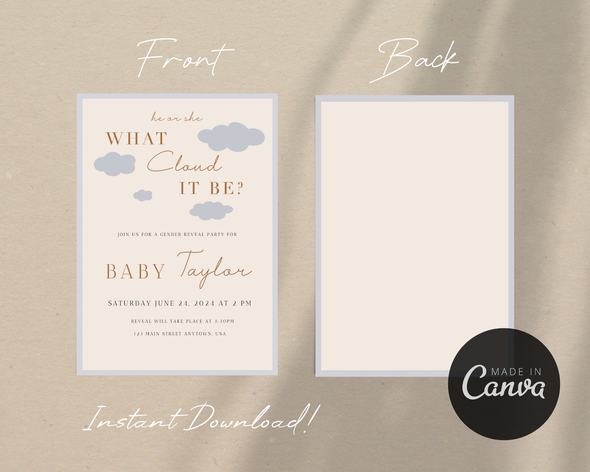 What Cloud It Be Gender Reveal Invitation He or She Party Invite ...