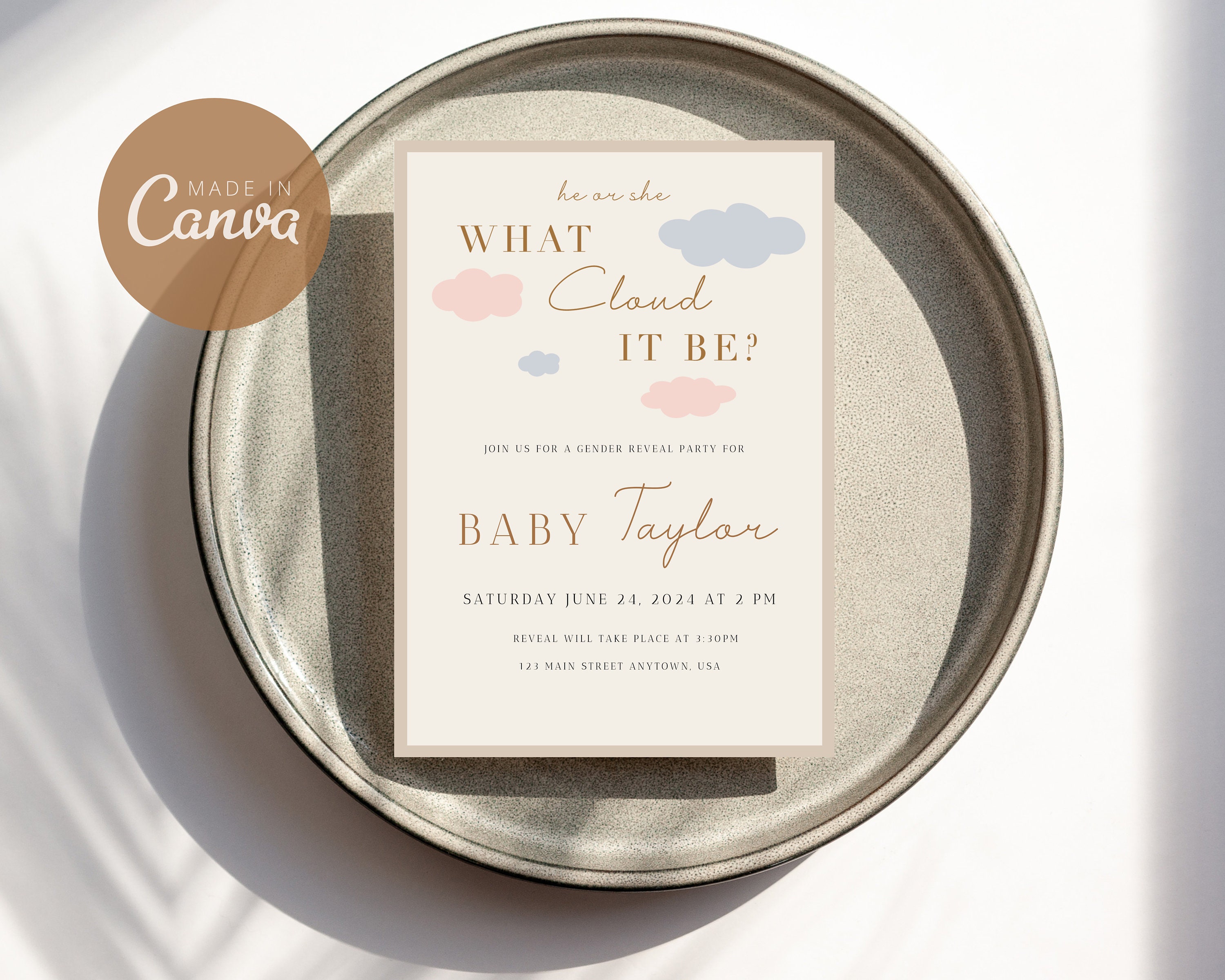 What Cloud It Be Gender Reveal Invitation He or She Party Invite ...
