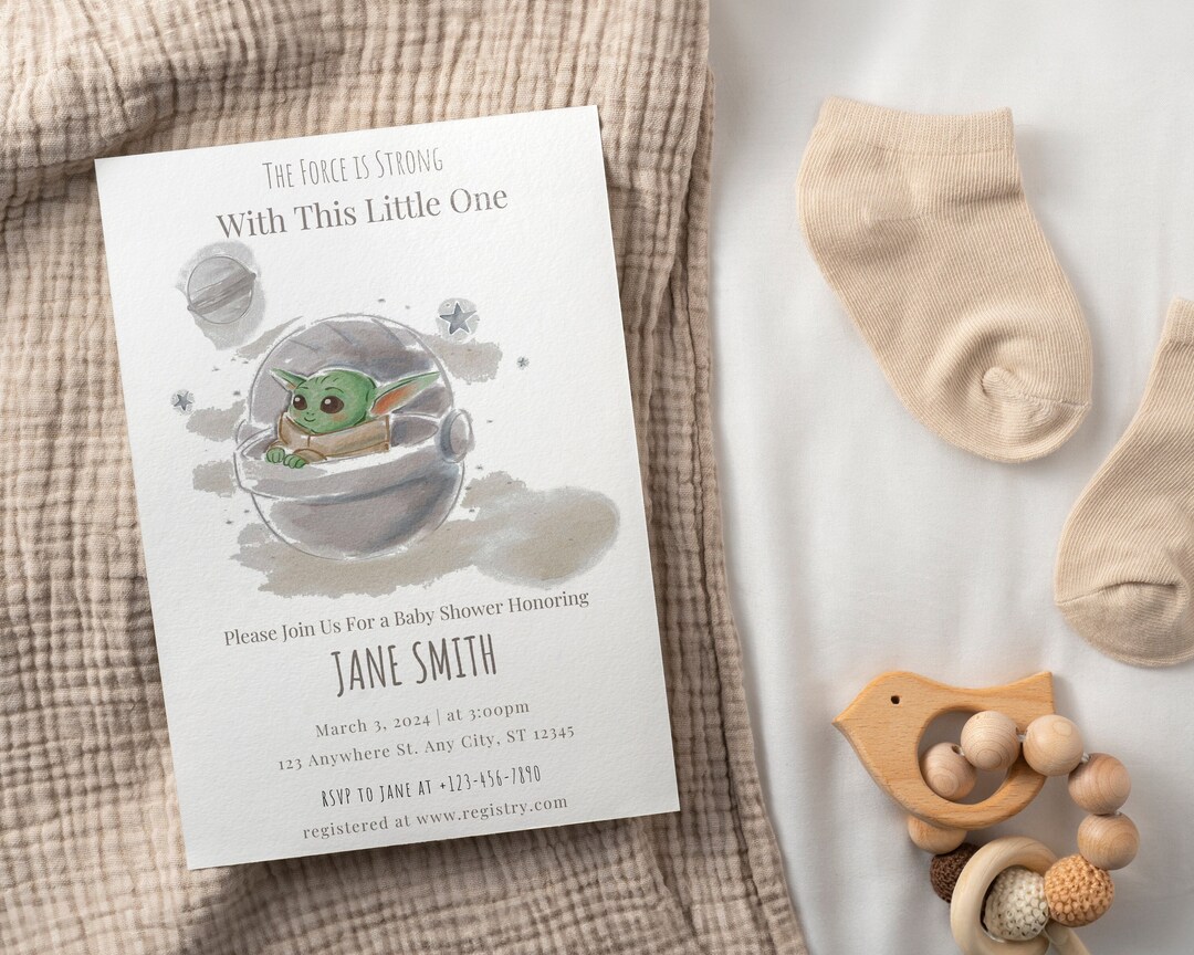 Baby Alien Baby Shower Invitation, Force is Strong Space Alien Baby ...