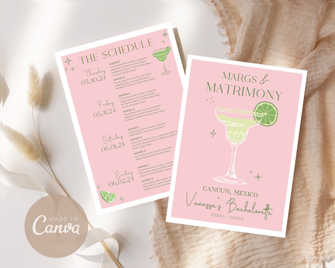 Margs and Matrimony Bachelorette Invitation & Itinerary Bundle ...