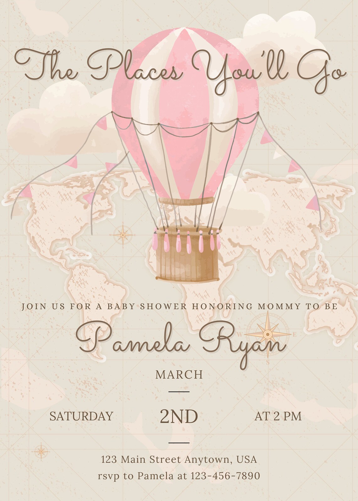 Adventure Awaits Baby Shower Invitation, Places You'll Go Invite ...