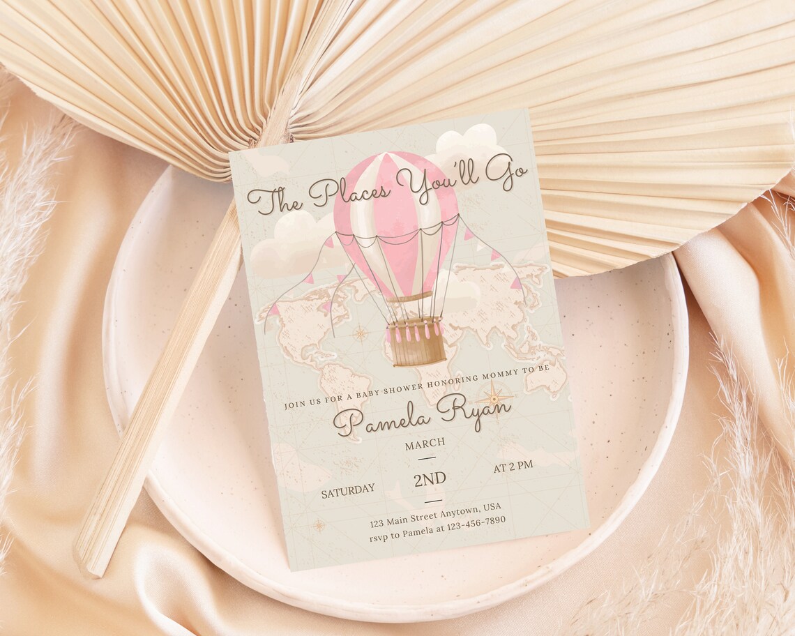 Adventure Awaits Baby Shower Invitation, Places You'll Go Invite ...