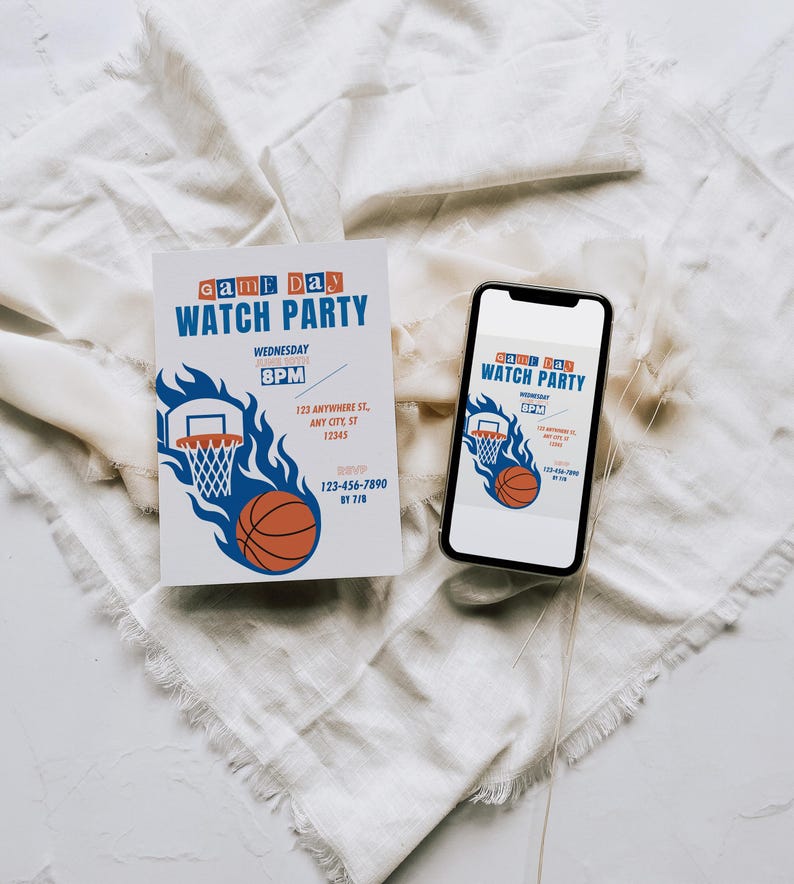Game Day Watch Party Invitation Template, Basketball Watch Party Invite ...