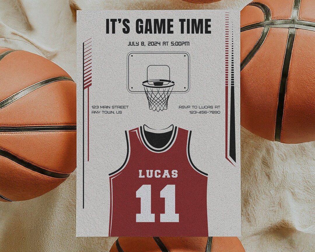 Basketball Birthday Invitation Template, Editable Sports Theme Party ...
