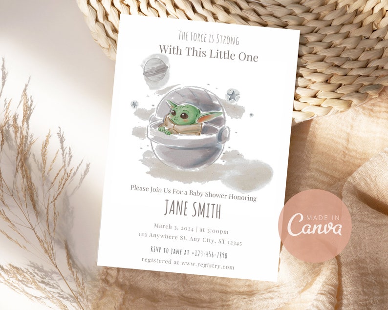 Baby Alien Baby Shower Invitation, Force is Strong Space Alien Baby ...
