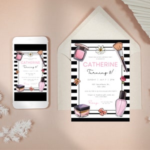 Glam Spa Birthday Party Invitation, Makeup Birthday Template for Kids ...