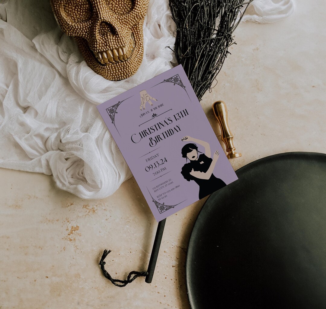 Goth Girl Birthday or Halloween Party Invitation, Editable Canva ...