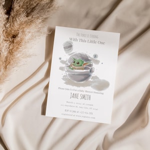 Baby Alien Baby Shower Invitation, Force is Strong Space Alien Baby ...