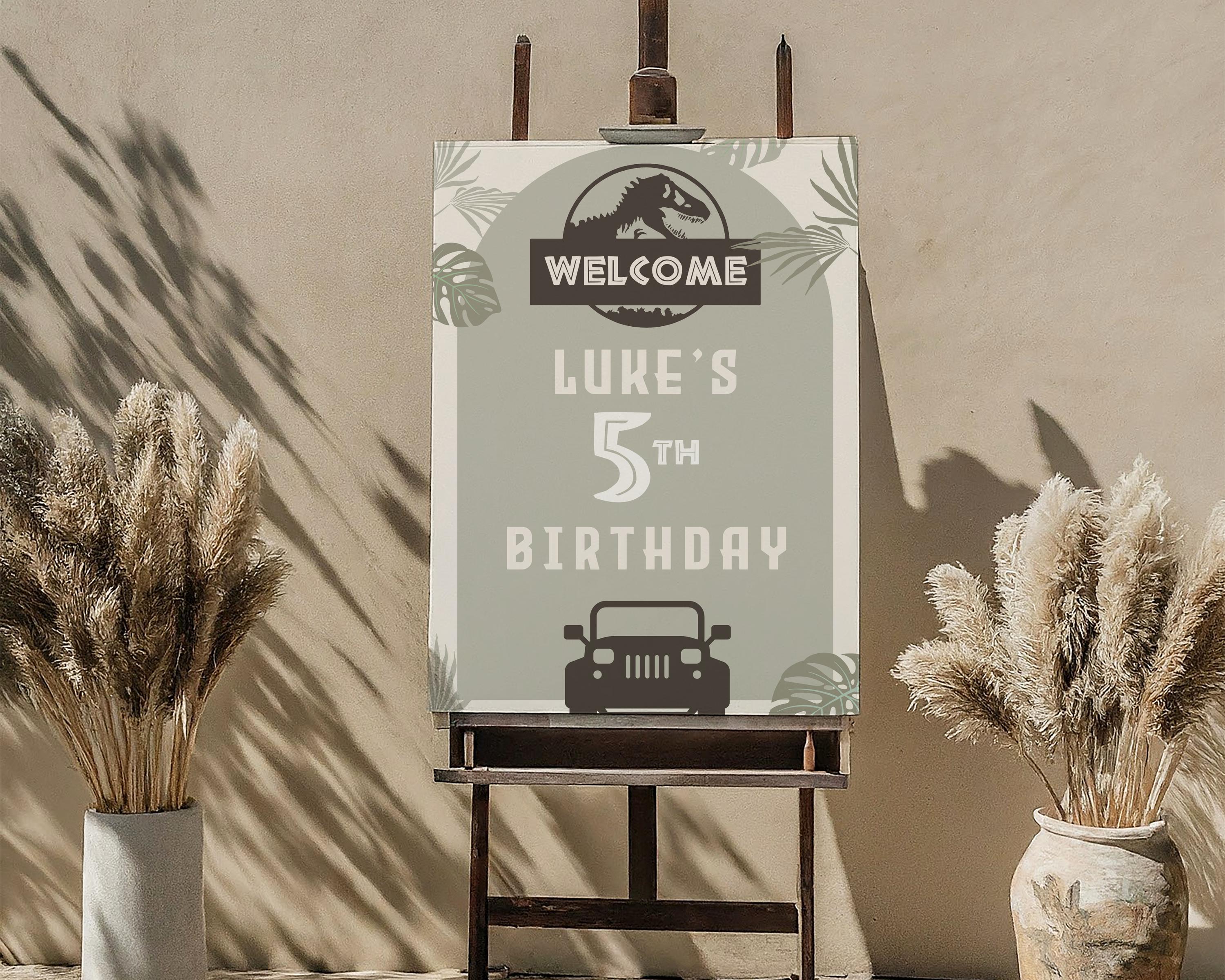Dinosaur Birthday Welcome Sign, Dino Adventure Party Sign, T-rex Custom ...