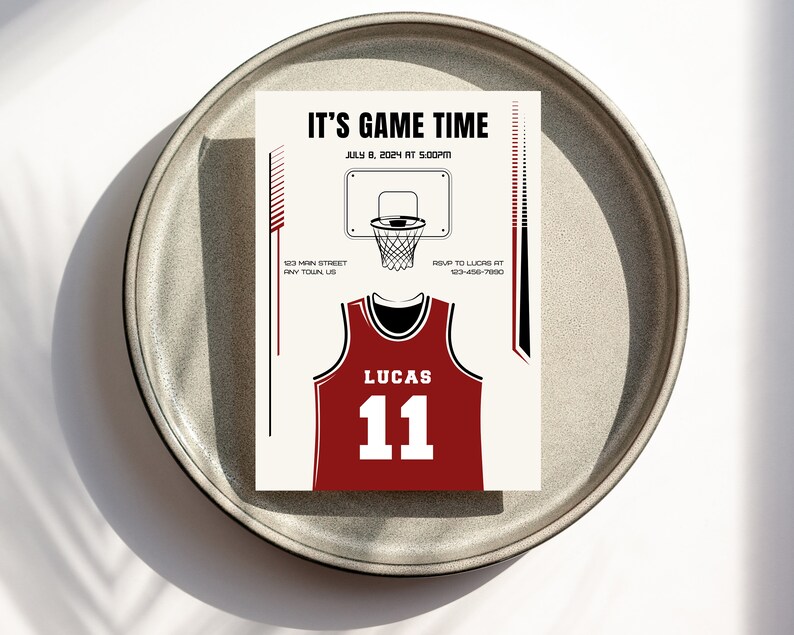 Basketball Birthday Invitation Template, Editable Sports Theme Party ...