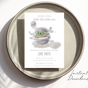 Baby Alien Baby Shower Invitation, Force is Strong Space Alien Baby ...