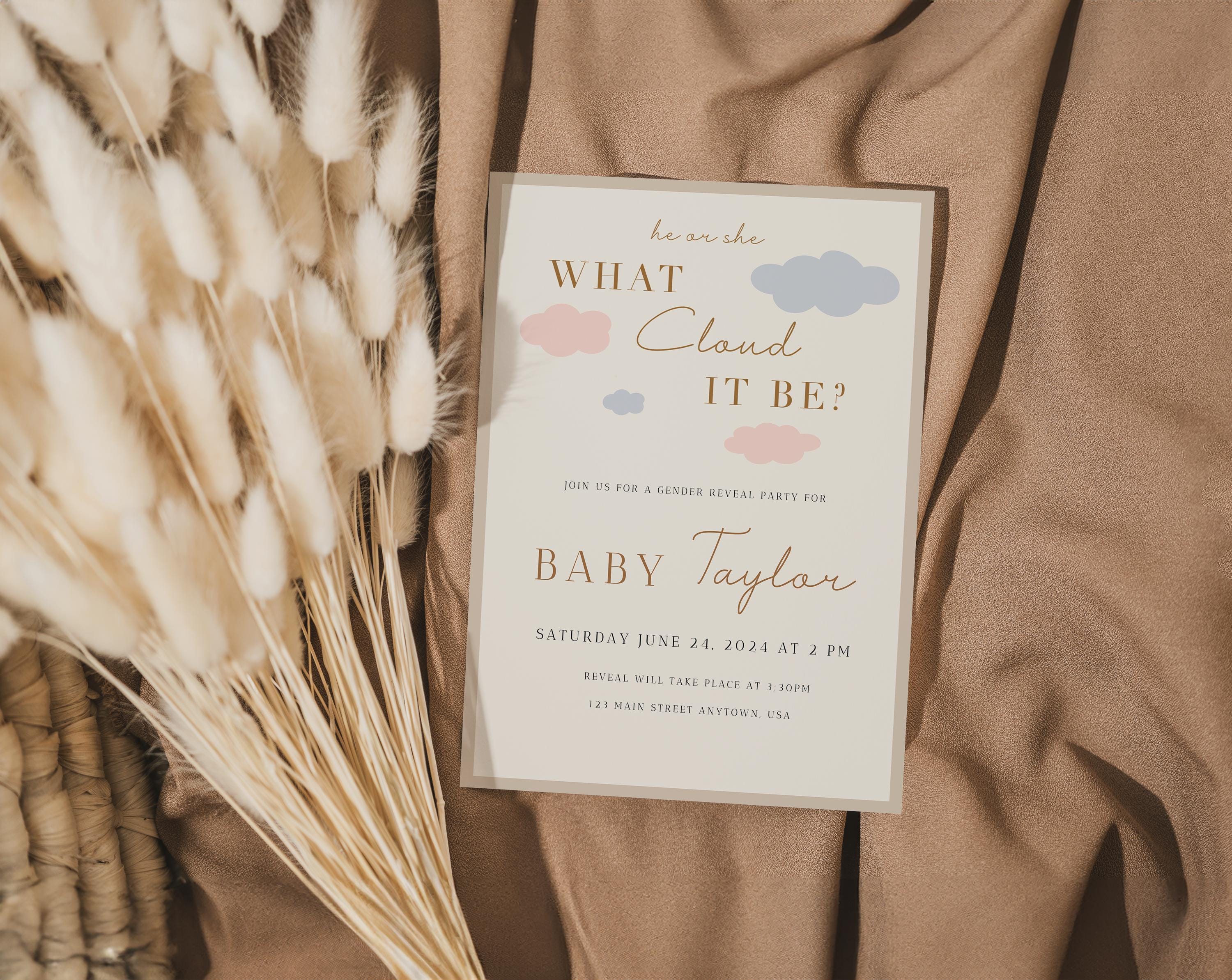 What Cloud It Be Gender Reveal Invitation He or She Party Invite ...