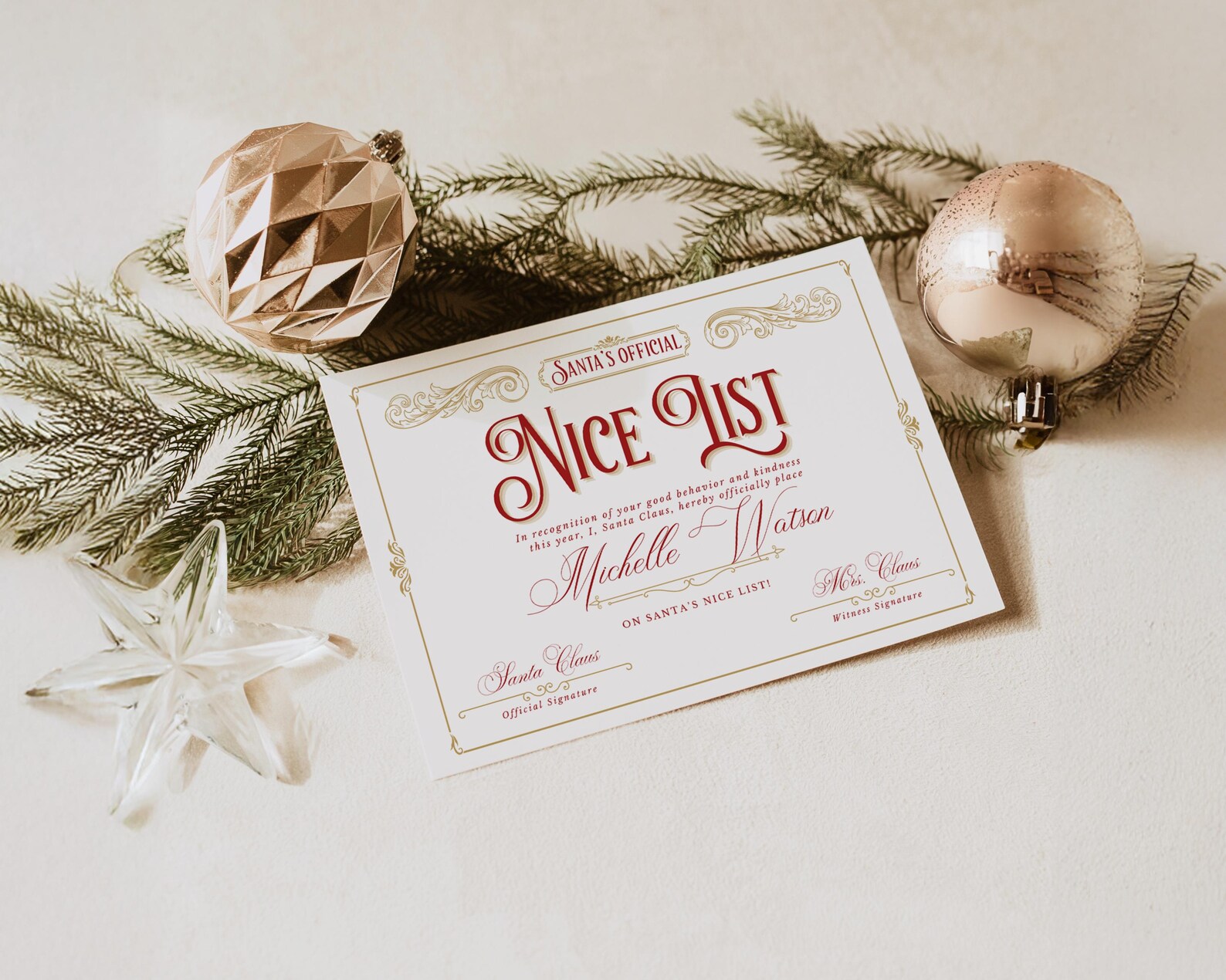 Santa’s Nice List Certificate, Personalized Christmas Award, Printable ...