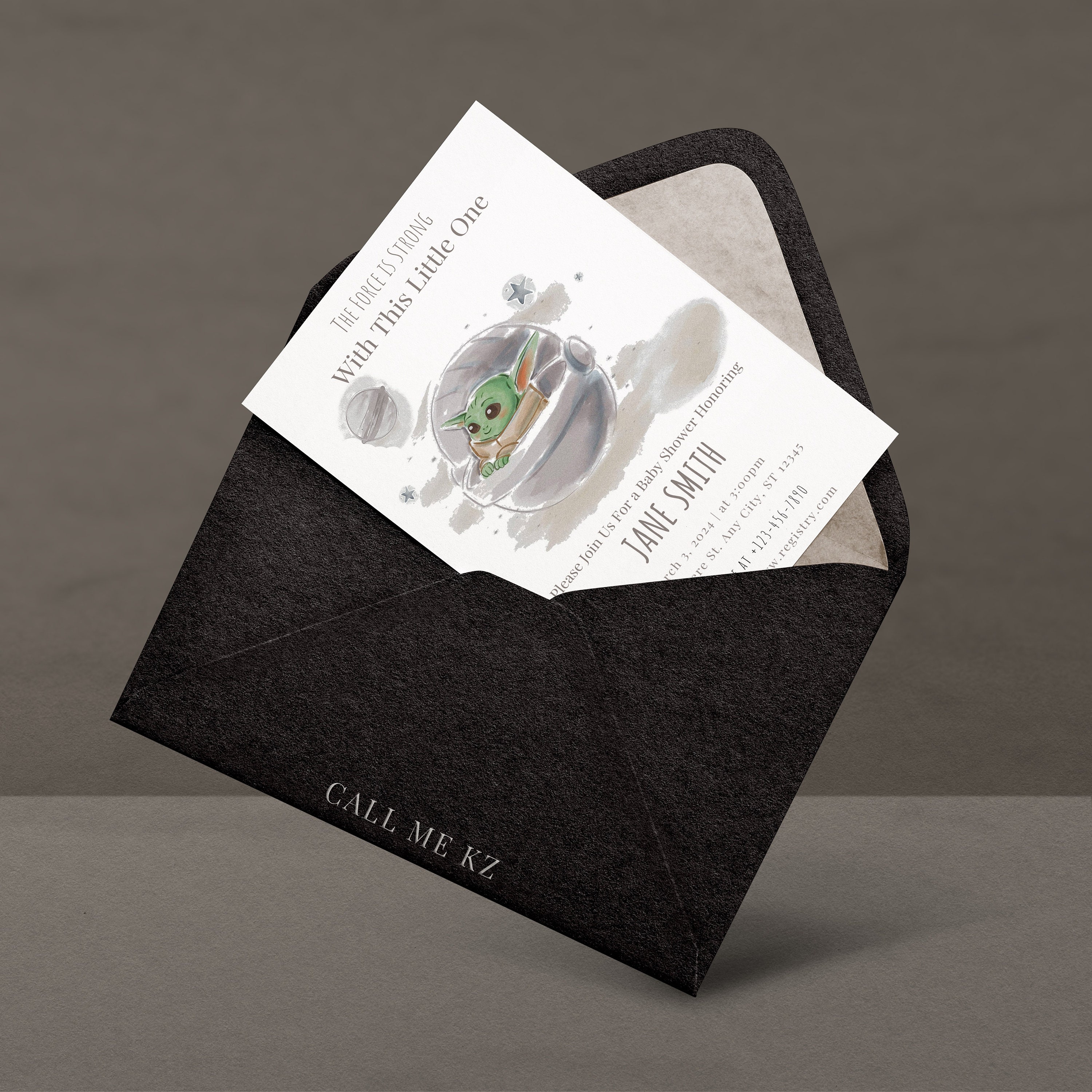 Baby Alien Baby Shower Invitation, Force is Strong Space Alien Baby ...