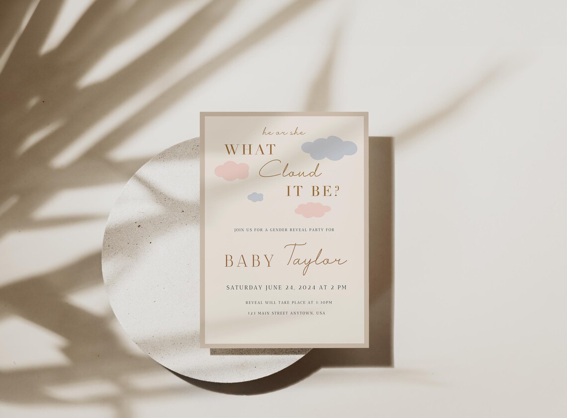 What Cloud It Be Gender Reveal Invitation He or She Party Invite ...