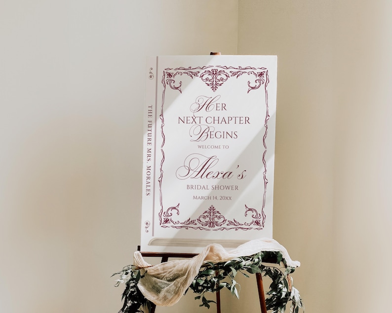 Her Next Chapter Begins Bridal Shower Welcome Sign, Storybook Decor ...