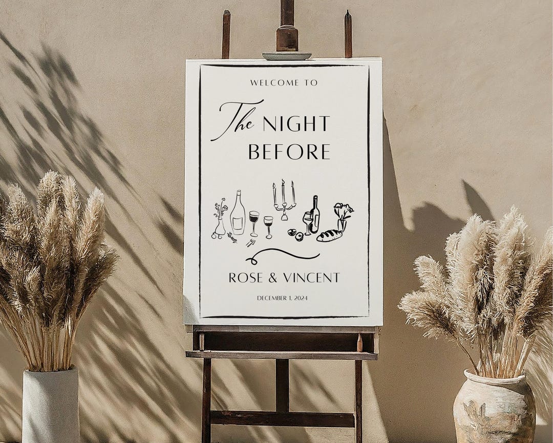 Hand-drawn Rehearsal Dinner Sign Template, Minimalist Canva Welcome ...