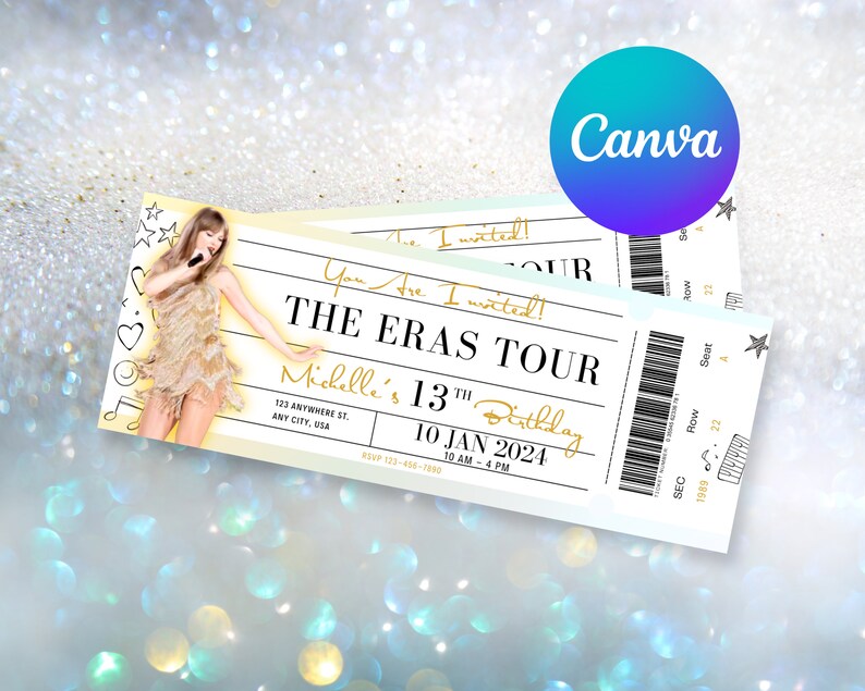 Pop Star Concert Ticket Birthday Invite, in My Era Birthday, Ticket ...