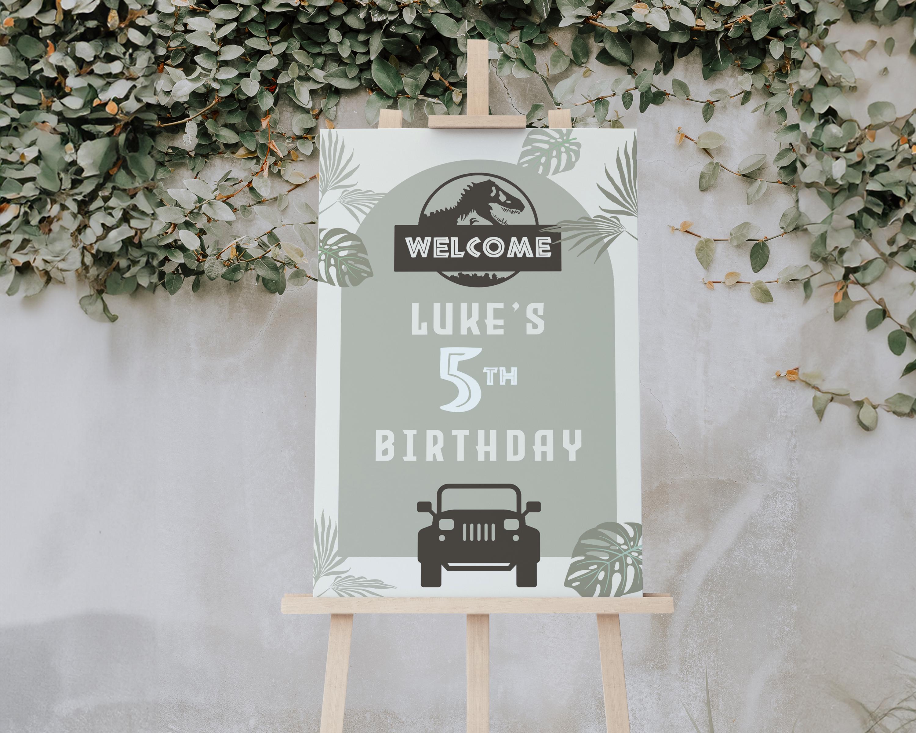 Dinosaur Birthday Welcome Sign, Dino Adventure Party Sign, T-rex Custom ...