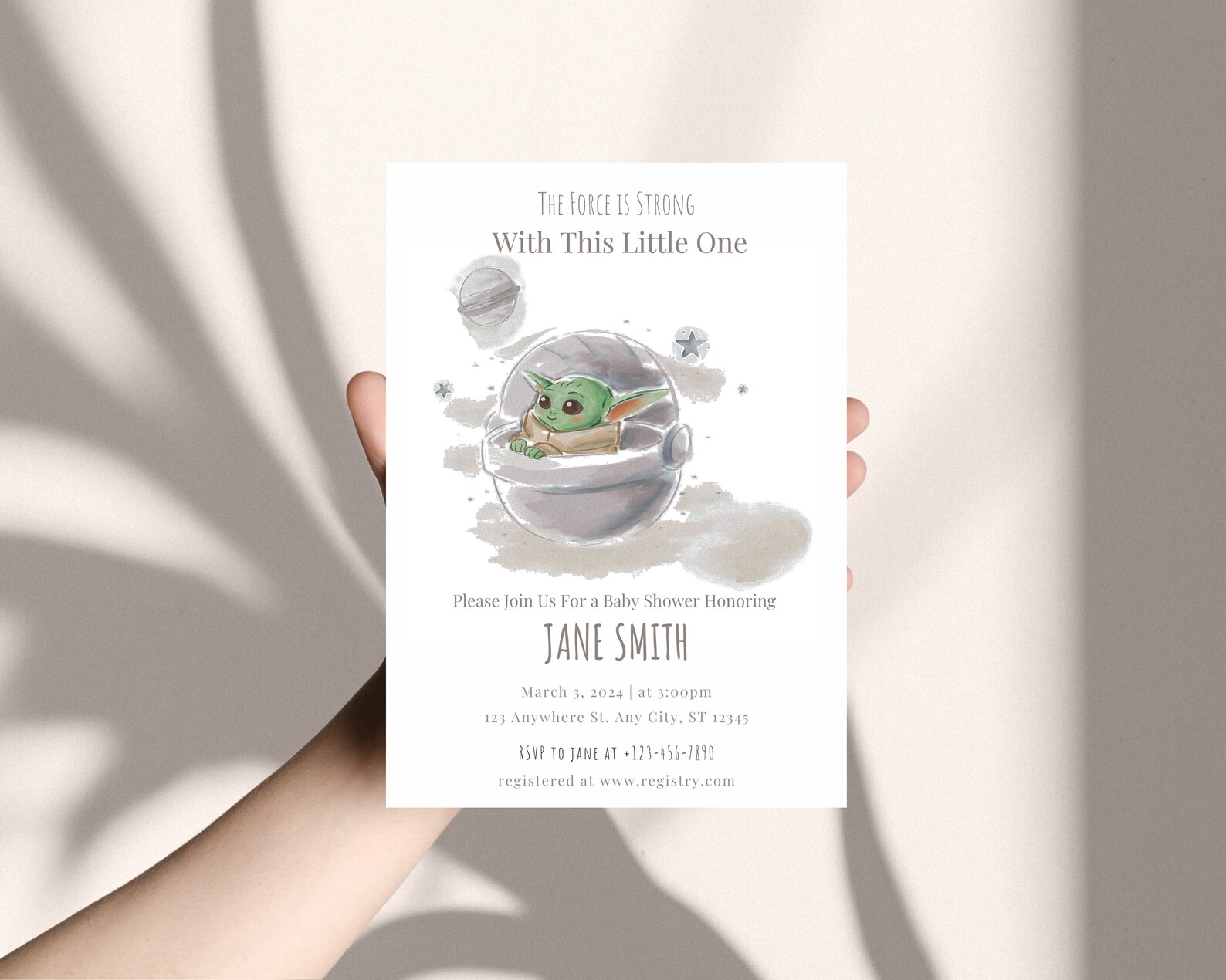 Baby Alien Baby Shower Invitation, Force is Strong Space Alien Baby ...