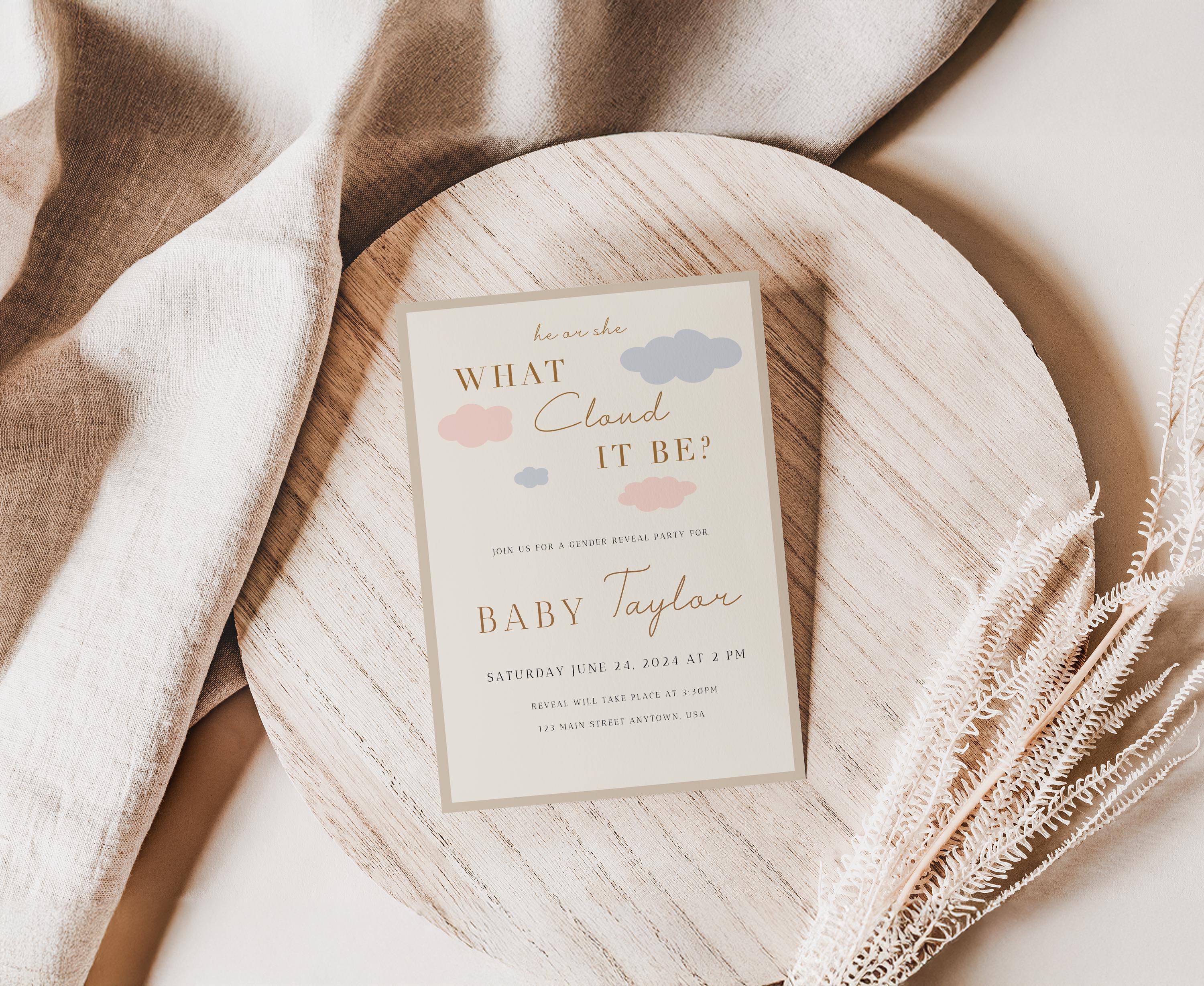 What Cloud It Be Gender Reveal Invitation He or She Party Invite ...