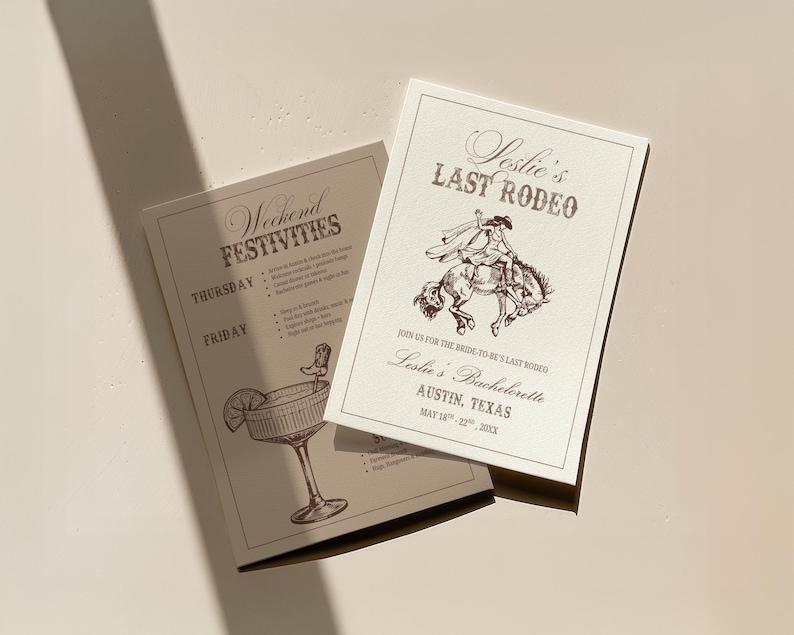 Last Rodeo Bachelorette Invitation & Itinerary Bundle, Western ...
