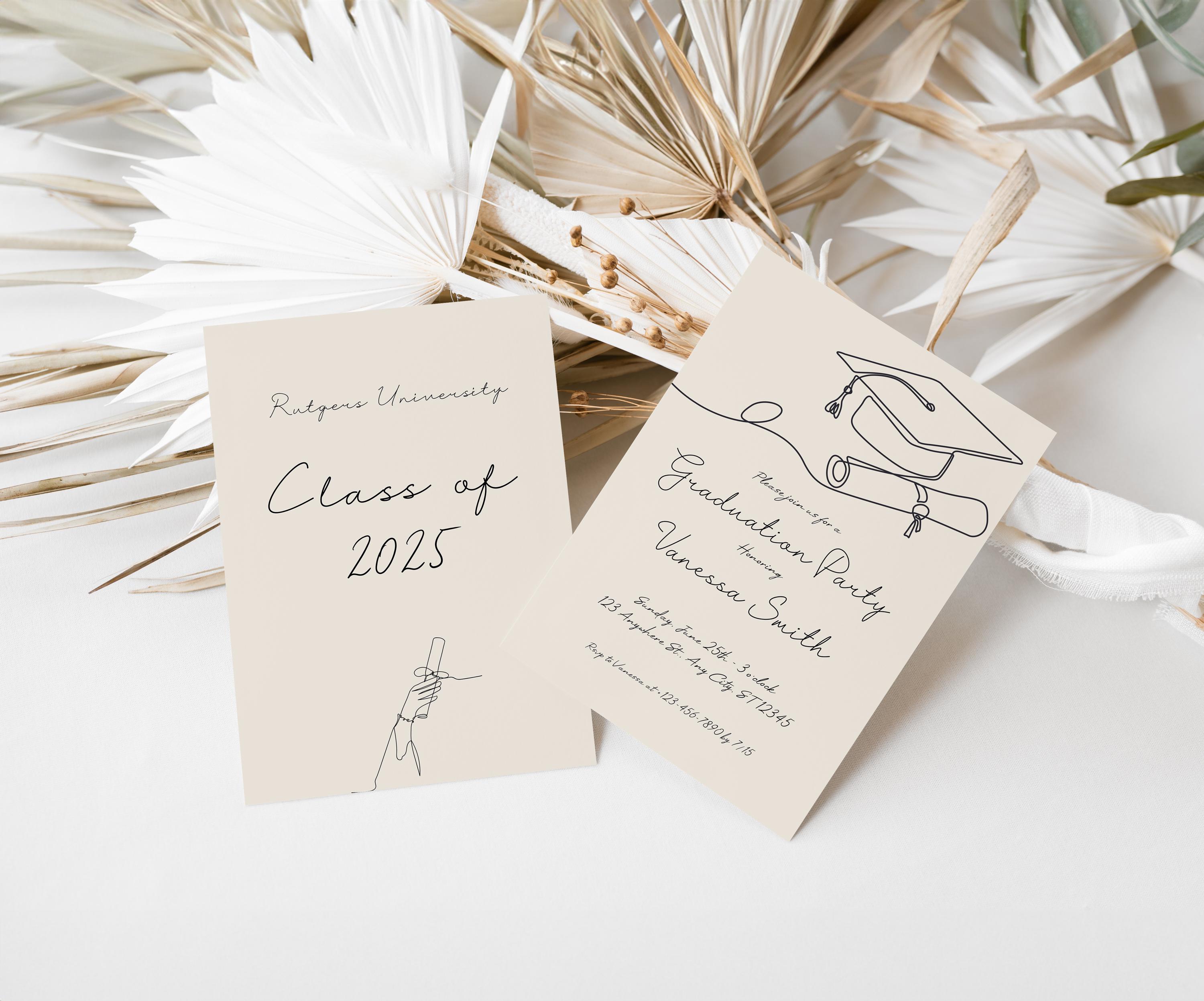 Class of 2025 Graduation Invitation, Minimalist College Commencement ...