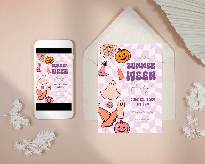 Summerween Party Invitation, Fun Summer Halloween Celebration, Spooky ...