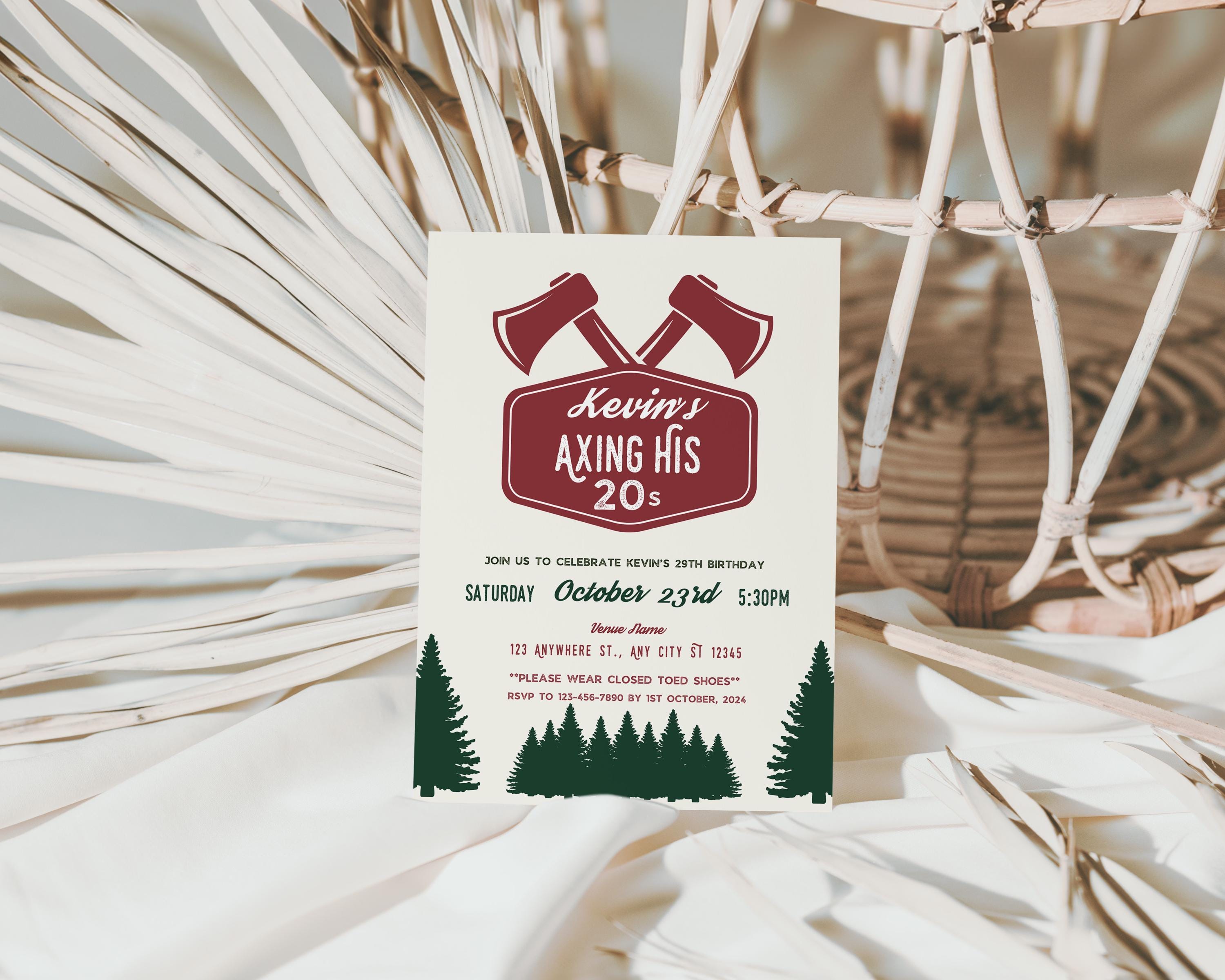 Axe Throwing Birthday Invitation, Axing His 20s Birthday Card ...