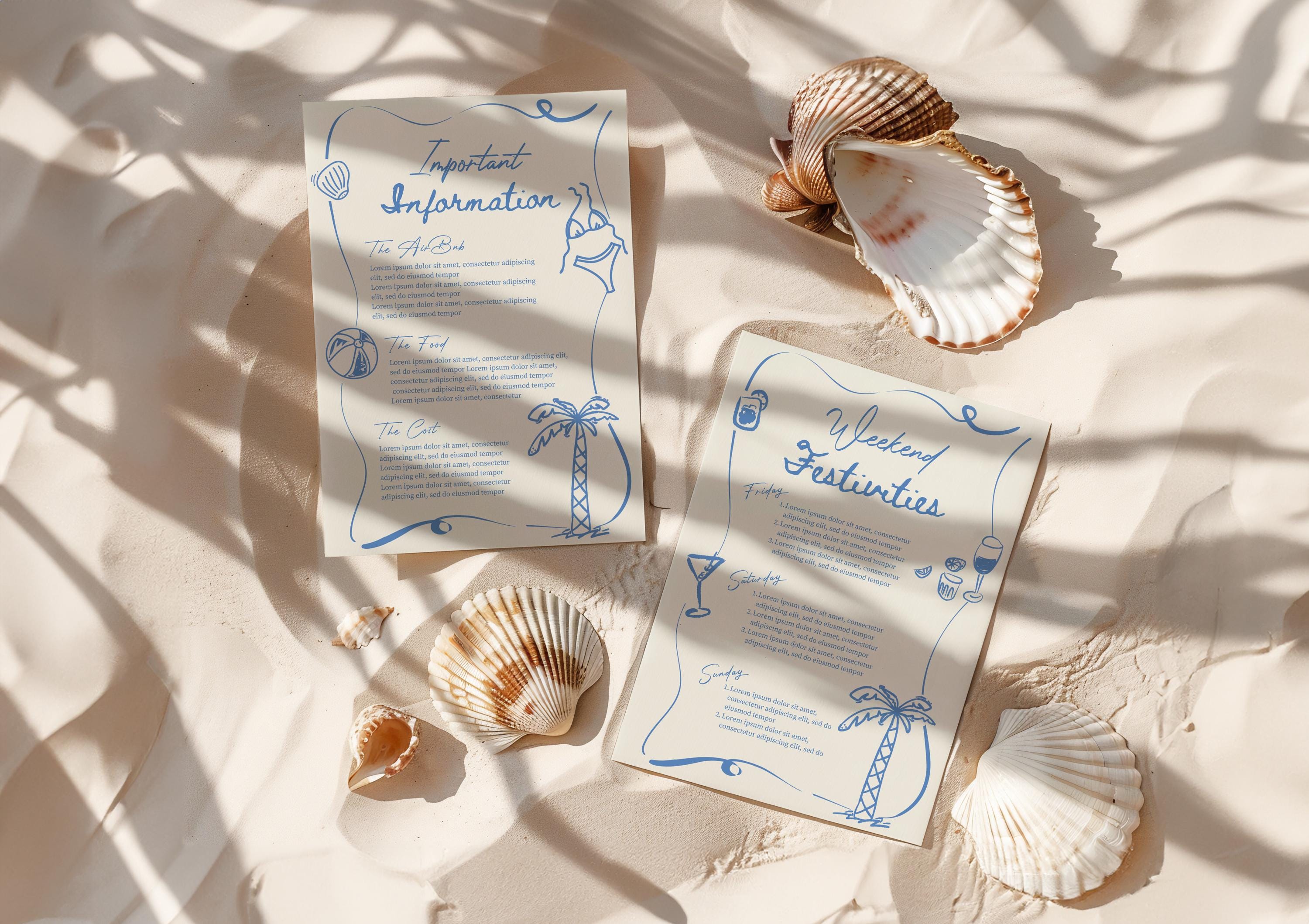 Hand-drawn Birthday Weekend Bundle, Editable Invitation, Itinerary ...