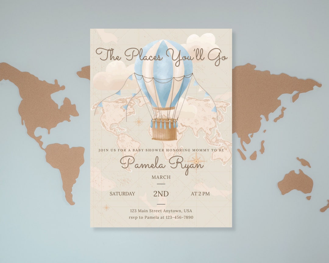 Adventure Awaits Baby Shower Invitation Template | "places You'll Go ...