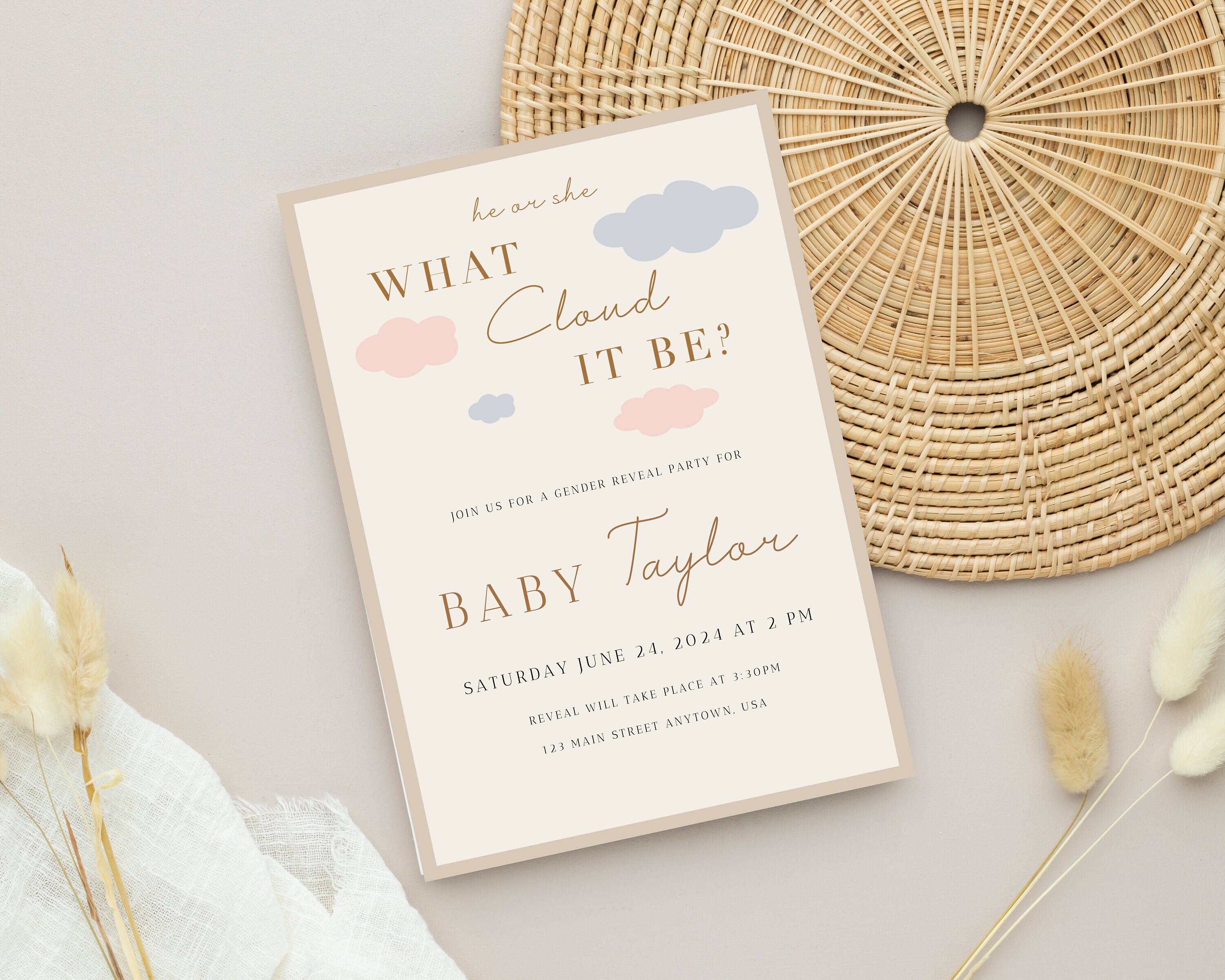 What Cloud It Be Gender Reveal Invitation He or She Party Invite ...