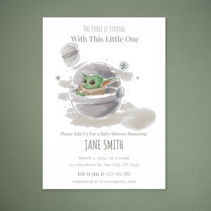 Baby Alien Baby Shower Invitation, Force is Strong Space Alien Baby ...