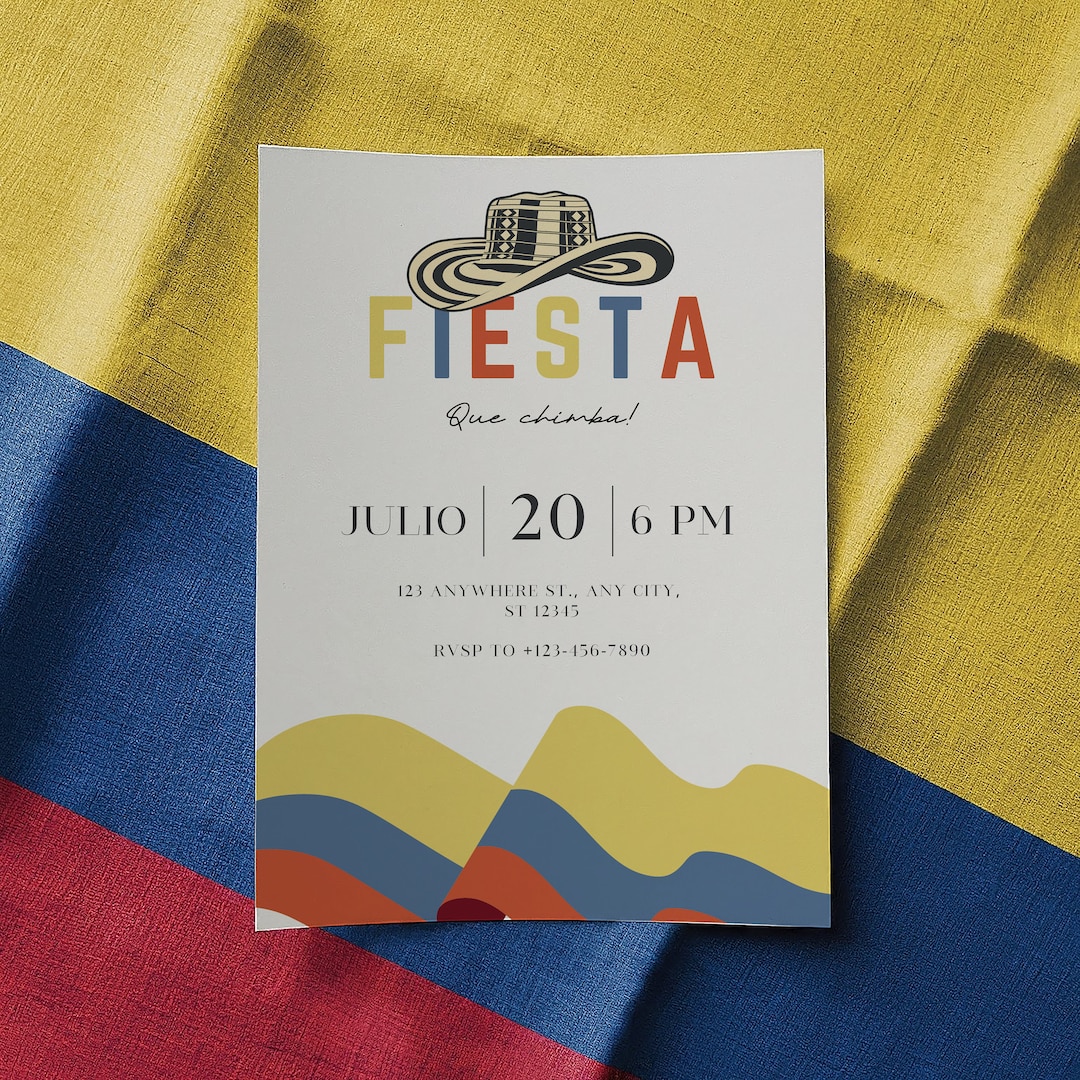 Colombian Fiesta Party Invitation, Independence Day or Soccer Finals ...