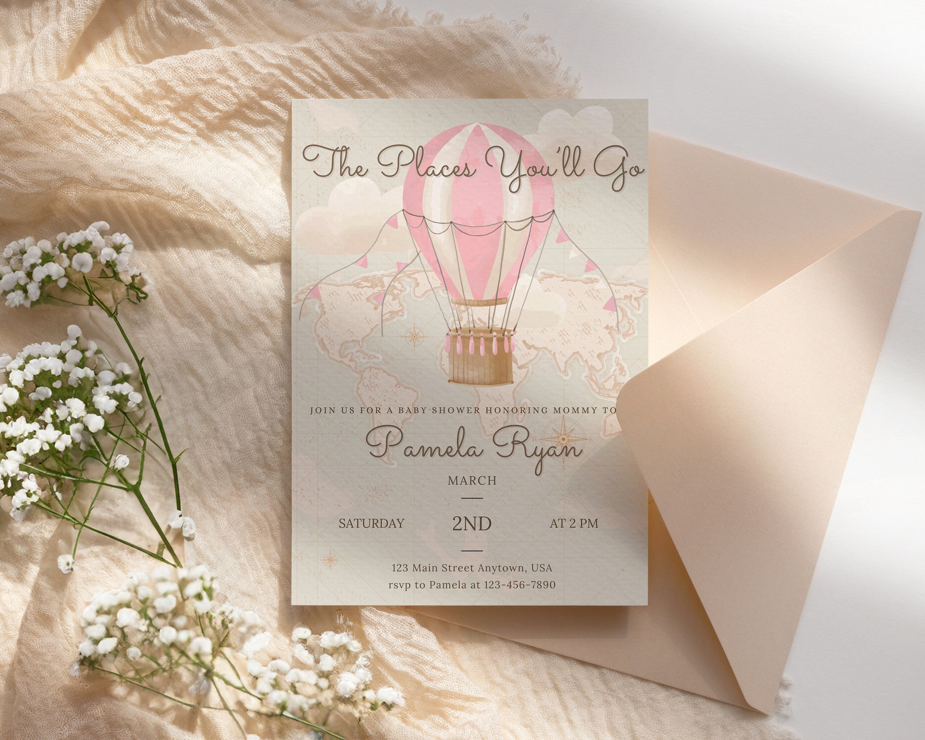 Adventure Awaits Baby Shower Invitation, Places You'll Go Invite ...