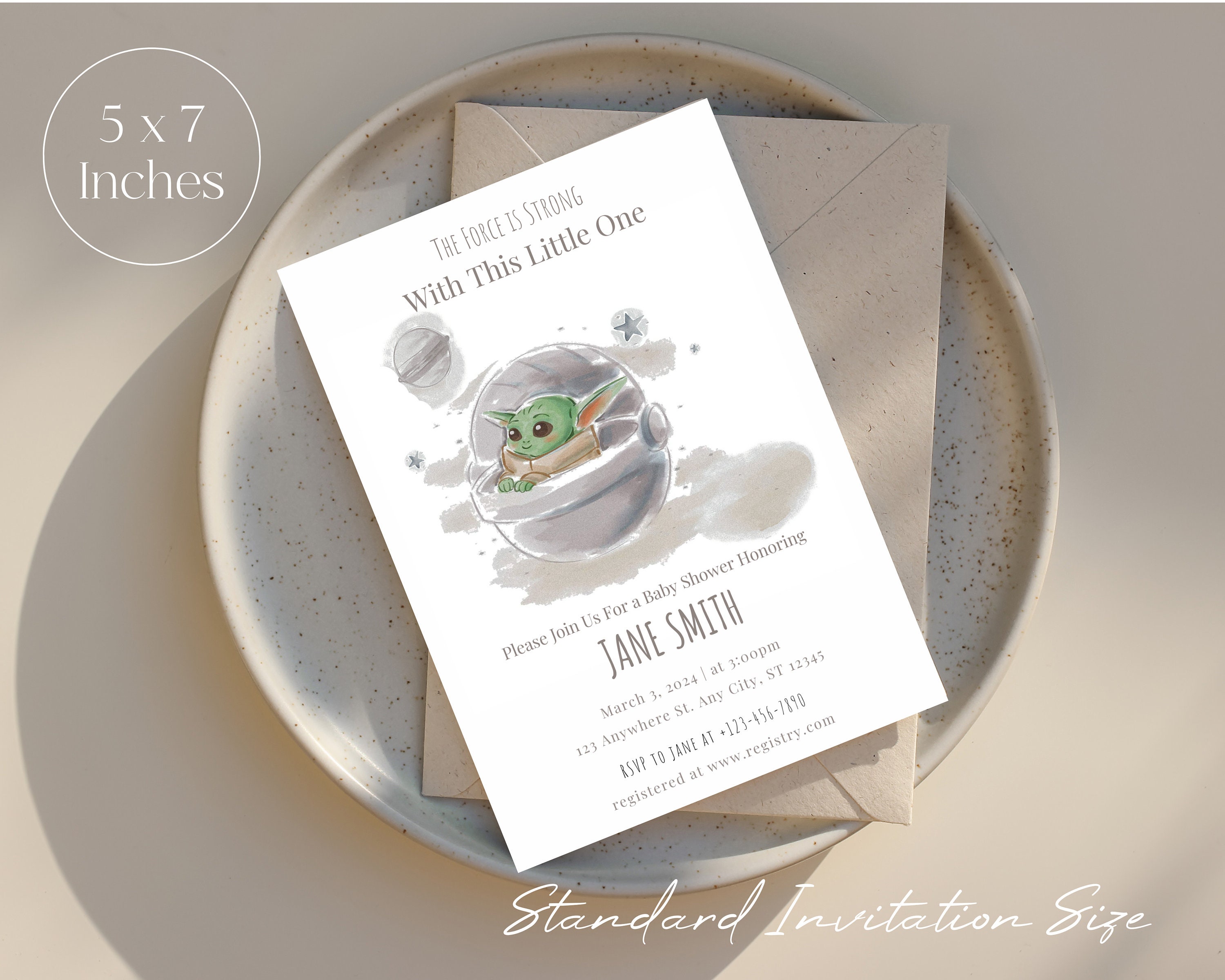 Baby Alien Baby Shower Invitation, Force is Strong Space Alien Baby ...