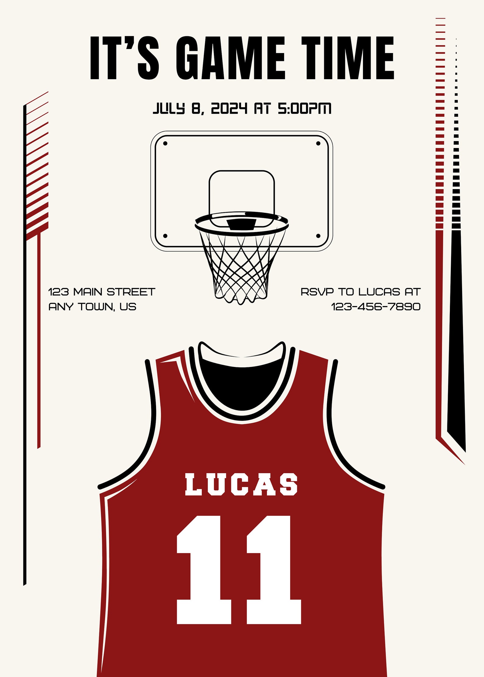 Basketball Birthday Invitation Template, Editable Sports Theme Party ...